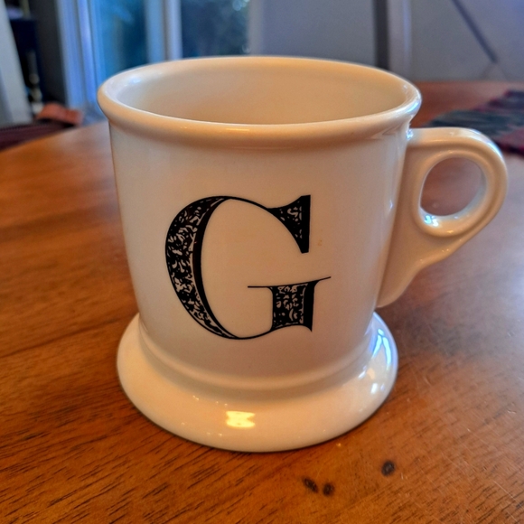 Dining | Anthropologie Monogram G Coffee Mug Cup Letter Initial Shaving ...